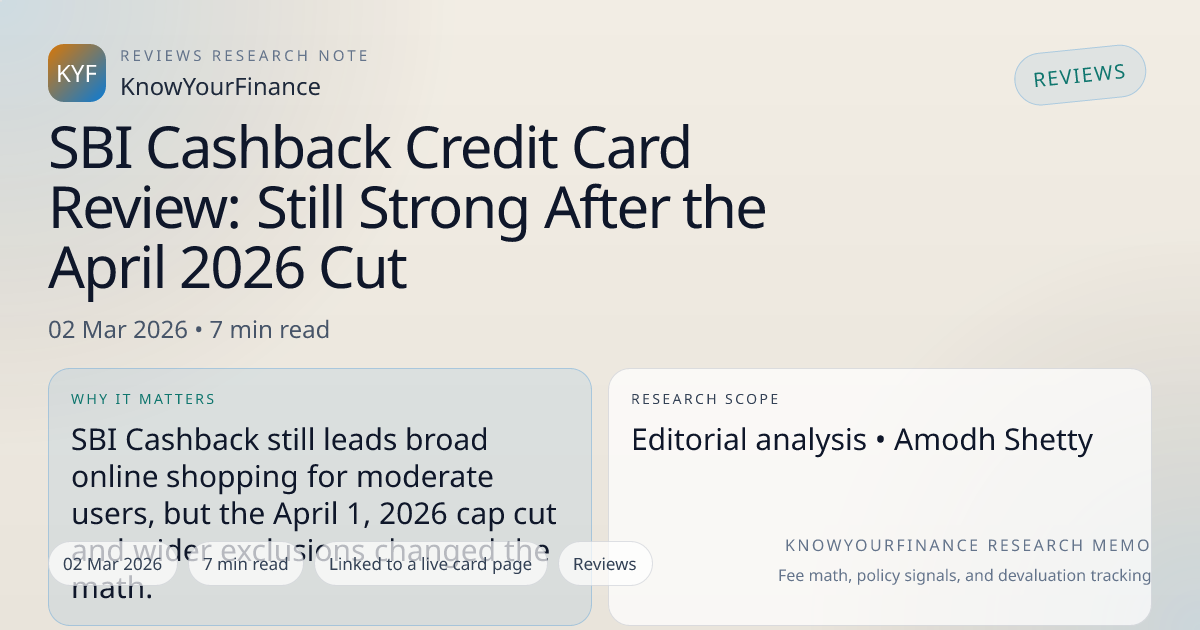 SBI Cashback Credit Card Review: Still Strong After the April 2026 Cut ...
