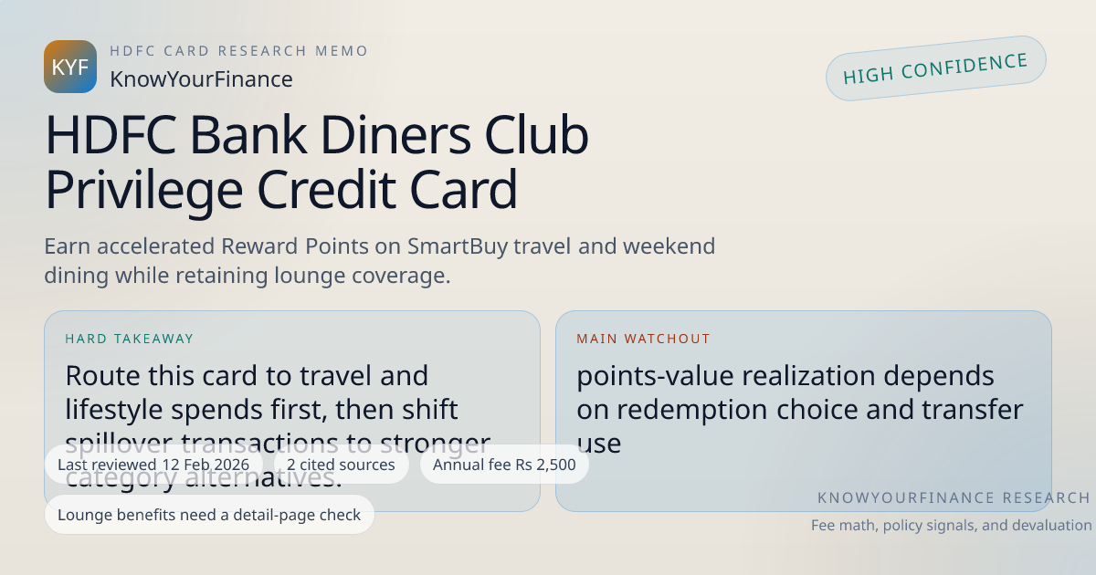 HDFC Bank Diners Club Privilege Credit Card Details & Real Value ...